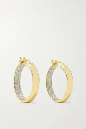 Yvonne Léon 9-karat Diamond Hoop Earrings - Gold