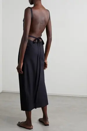 THE ROW Berna Draped Open-back Wool Midi Dress