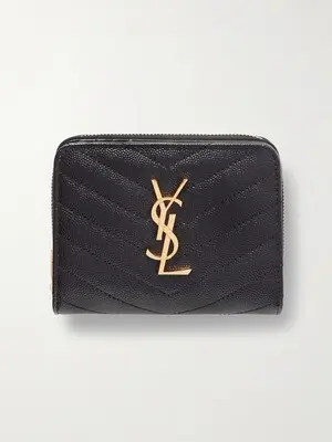 Saint Laurent Monogramme Quilted Textured-leather Wallet - Black