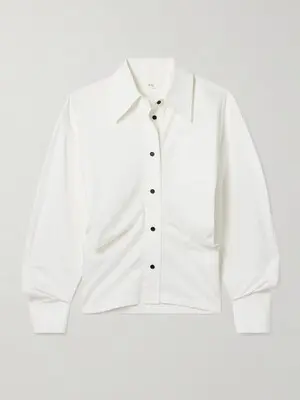 Co Gathered Cotton And Silk-blend Poplin Shirt