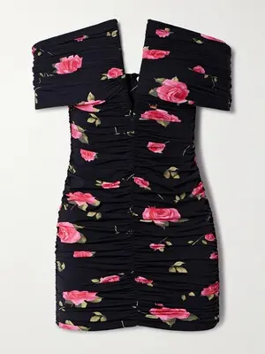 Magda Butrym Off-the-shoulder Floral Mini Dress - Black