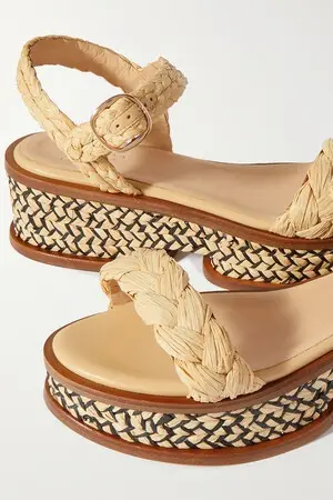 Gabriela Hearst Clergerie Michael Raffia And Leather Sandals