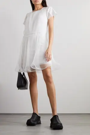 Givenchy Pleated Tulle-paneled Silk-chiffon Mini Dress