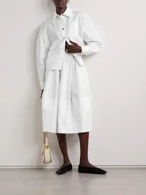 Co Bubble Paneled Cotton-poplin Midi Skirt