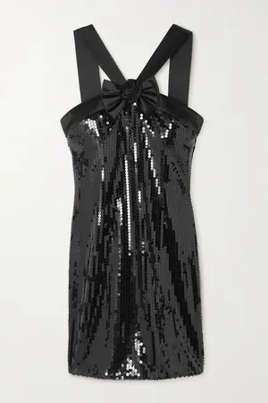 Alessandra Rich Bow-detailed Sequined Mini Dress - Black