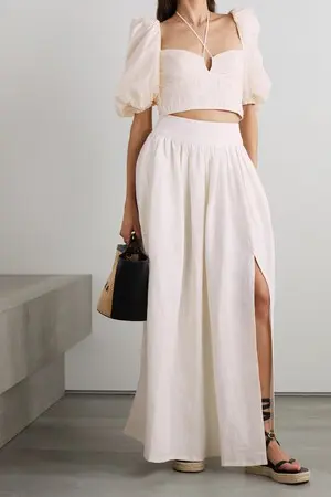 Johanna Ortiz Garua Cropped Puff Sleeve Blouse
