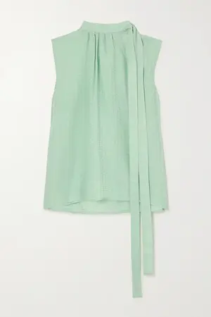 Givenchy Tie-detailed Silk-jacquard Blouse - Green