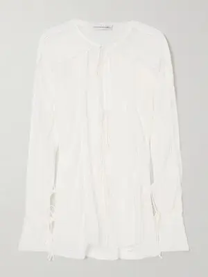 Christopher Esber Tie-detailed Ruffled Silk-chiffon Blouse - White