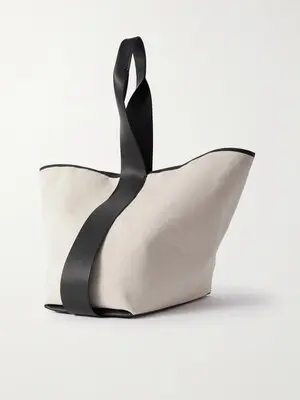 JIL SANDER Leather-trimmed Canvas Tote