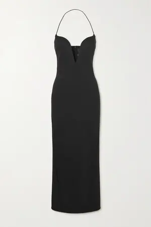 Givenchy Grain De Poudre Stretch Wool-blend Halterneck Midi Dress