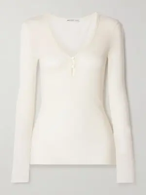 JAMES PERSE Ribbed Cotton And Cashmere-blend Top