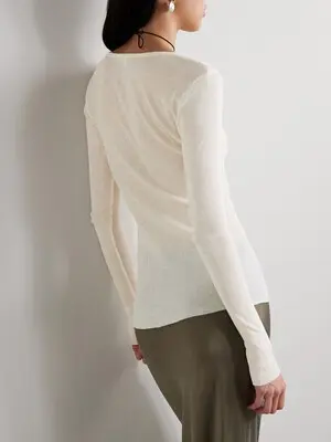 JAMES PERSE Ribbed Cotton And Cashmere-blend Top