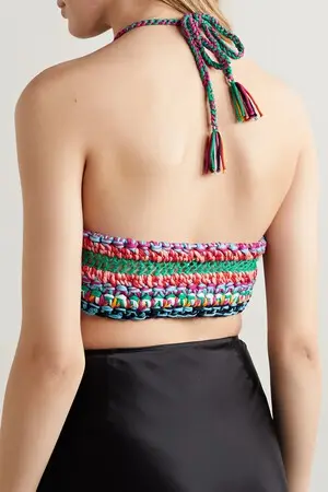 Etro Cropped Crocheted Halterneck Top