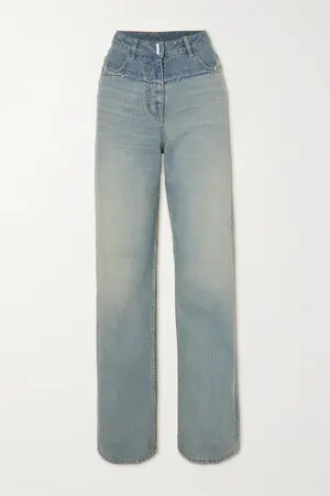 Givenchy Distressed Two-tone Straight-leg Jeans