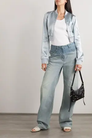 Givenchy Distressed Two-tone Straight-leg Jeans