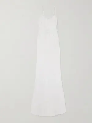 Rosamosario Chantilly Lace And Silk-organza Maxi Dress - White