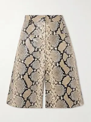 JIL SANDER Snake-effect Leather Shorts