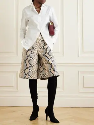 JIL SANDER Snake-effect Leather Shorts