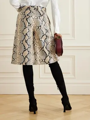 JIL SANDER Snake-effect Leather Shorts