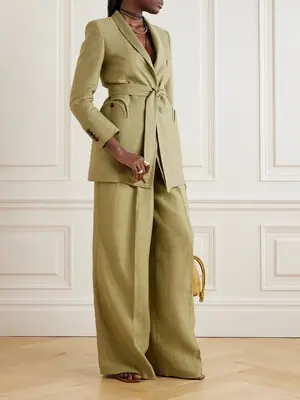 BLAZÉ MILANO Belted Linen And Silk-blend Blazer