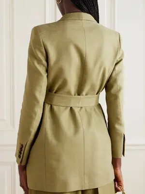 BLAZÉ MILANO Belted Linen And Silk-blend Blazer