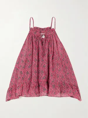 MARANT ETOILE Fabino Tie-detailed Ruffled Printed Blouse - Purple