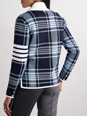 Thom Browne Checked Cotton-blend Jacquard Cardigan