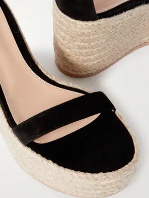 GIANVITO ROSSI 45 Suede Espadrille Wedge Sandals