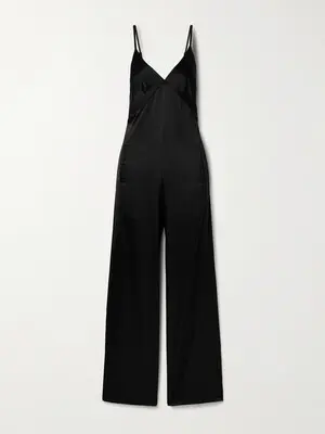 RIVET UTILITY Foxy Silk-blend Satin Jumpsuit - Black