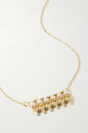 Mateo The Little Things 14-karat Diamond And Pearl Necklace - Gold