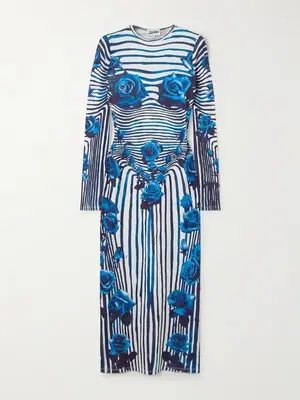 JEAN PAUL GAULTIER Printed Stretch-jersey Midi Dress