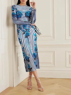 JEAN PAUL GAULTIER Printed Stretch-jersey Midi Dress
