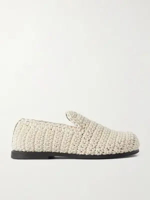 JW Anderson Crocheted Cotton Loafers With Leather Trim