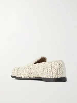 JW Anderson Crocheted Cotton Loafers With Leather Trim