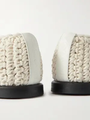 JW Anderson Crocheted Cotton Loafers With Leather Trim