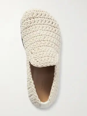 JW Anderson Crocheted Cotton Loafers With Leather Trim