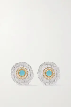 Buccellati Daisy Gold-plated Sterling Agate And Diamond Earrings