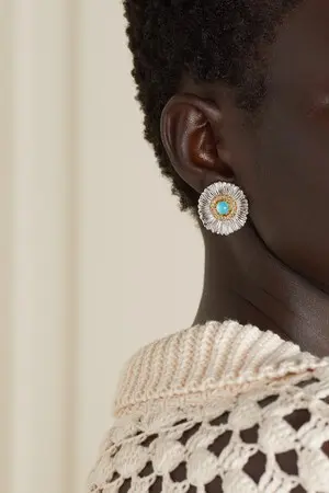 Buccellati Daisy Gold-plated Sterling Agate And Diamond Earrings