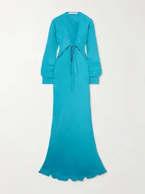 Christopher Esber Triquetra Cutout Silk-satin Maxi Dress - Blue
