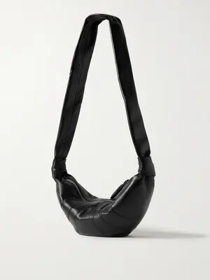 LEMAIRE Croissant Small Paneled Leather Shoulder Bag - Black