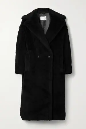Max Mara Tedgirl Double-breasted Alpaca, Wool And Silk-blend Coat - Black