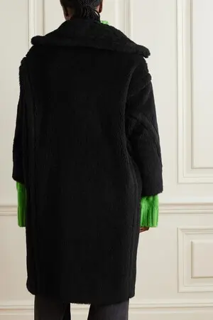 Max Mara Tedgirl Double-breasted Alpaca, Wool And Silk-blend Coat - Black