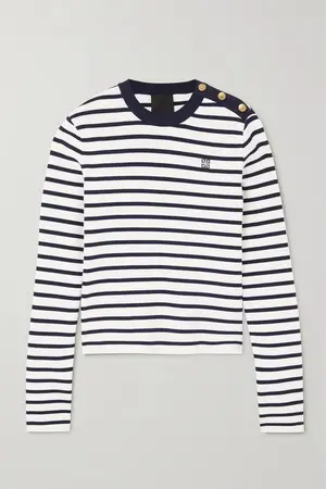 Givenchy Button-embellished Striped Cotton Sweater