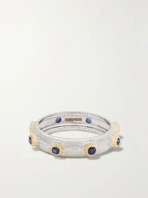 Buccellati Eternelle Fusi 18-karat Gold And Sapphire Ring - Silver