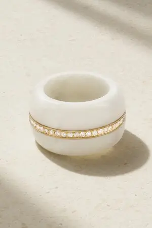 BY PARIAH 14-karat Recycled Gold, Marble And Diamond Ring