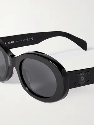Celine Triomphe Oval-frame Acetate Sunglasses - Black