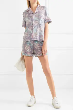 THE ELDER STATESMAN Printed Cashmere And Silk-blend Shorts