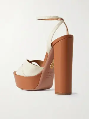 AQUAZZURA Villette 140 Linen And Leather Platform Sandals