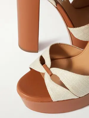 AQUAZZURA Villette 140 Linen And Leather Platform Sandals