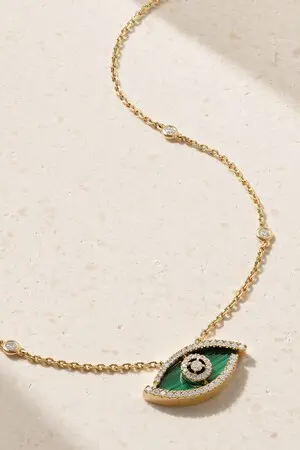 Messika Lucky Eye 18-karat Malachite And Diamond Necklace - Gold
